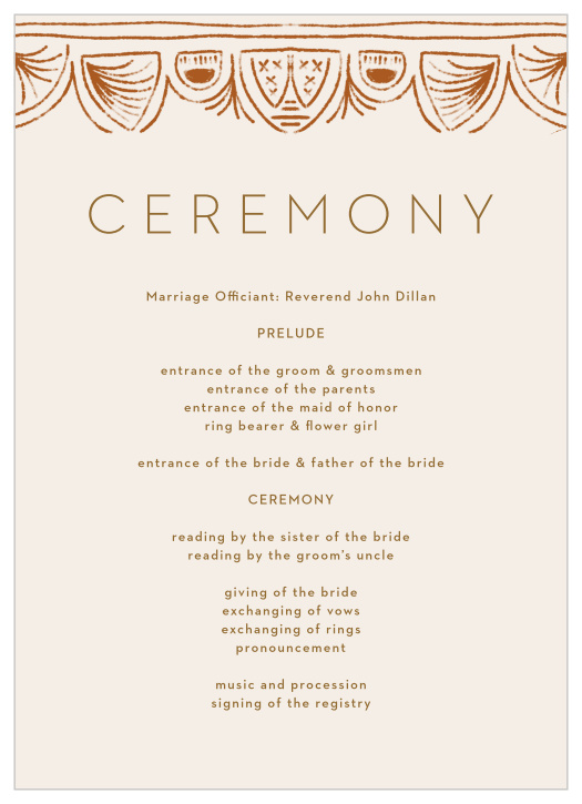 Western Wedding Program Examples