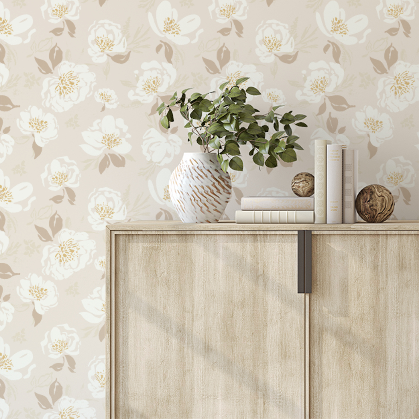 Neutral Roses Peel And Stick Removable Wallpaper | Love vs. Design
