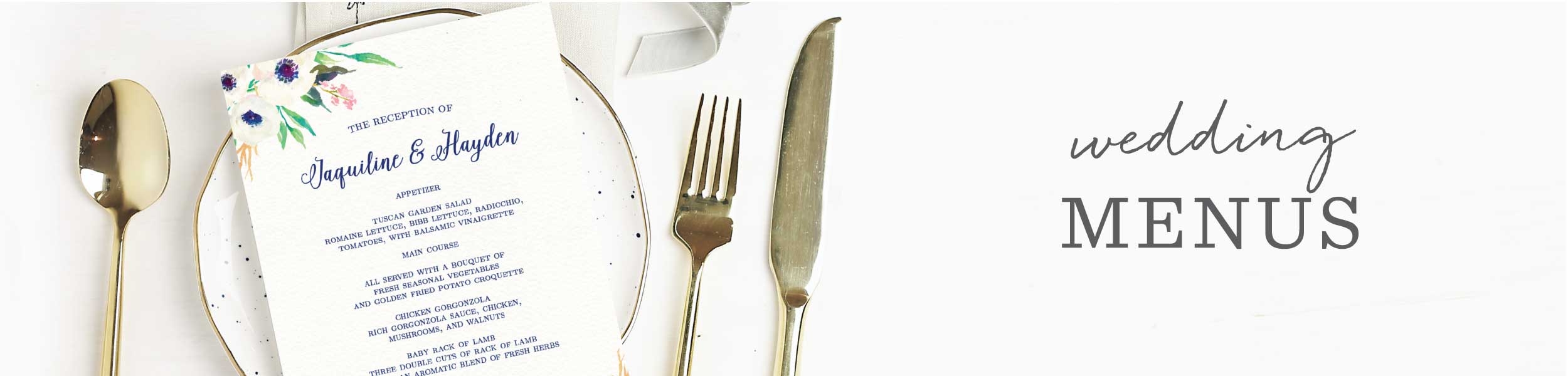 Amazing Wedding Menus - Match Your Color & Style Free!