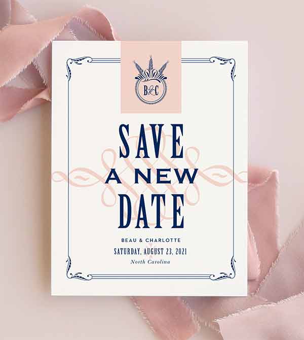 Scripted Elegance Clear Save the Date Cards by Basic Invite